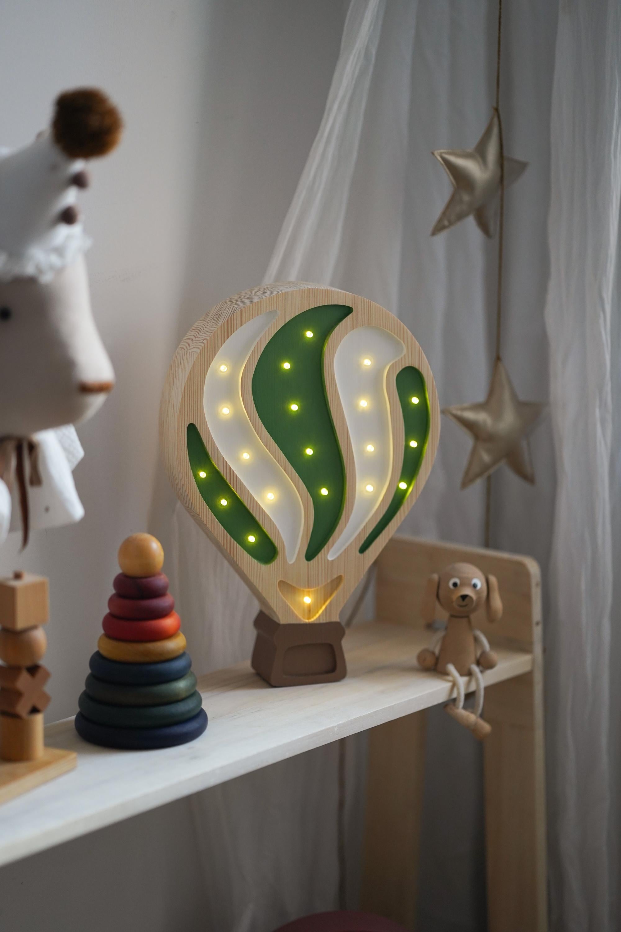 Wooden Lamp Balloon Night Lights for Kids Wood BALLOON Nursery Light ...