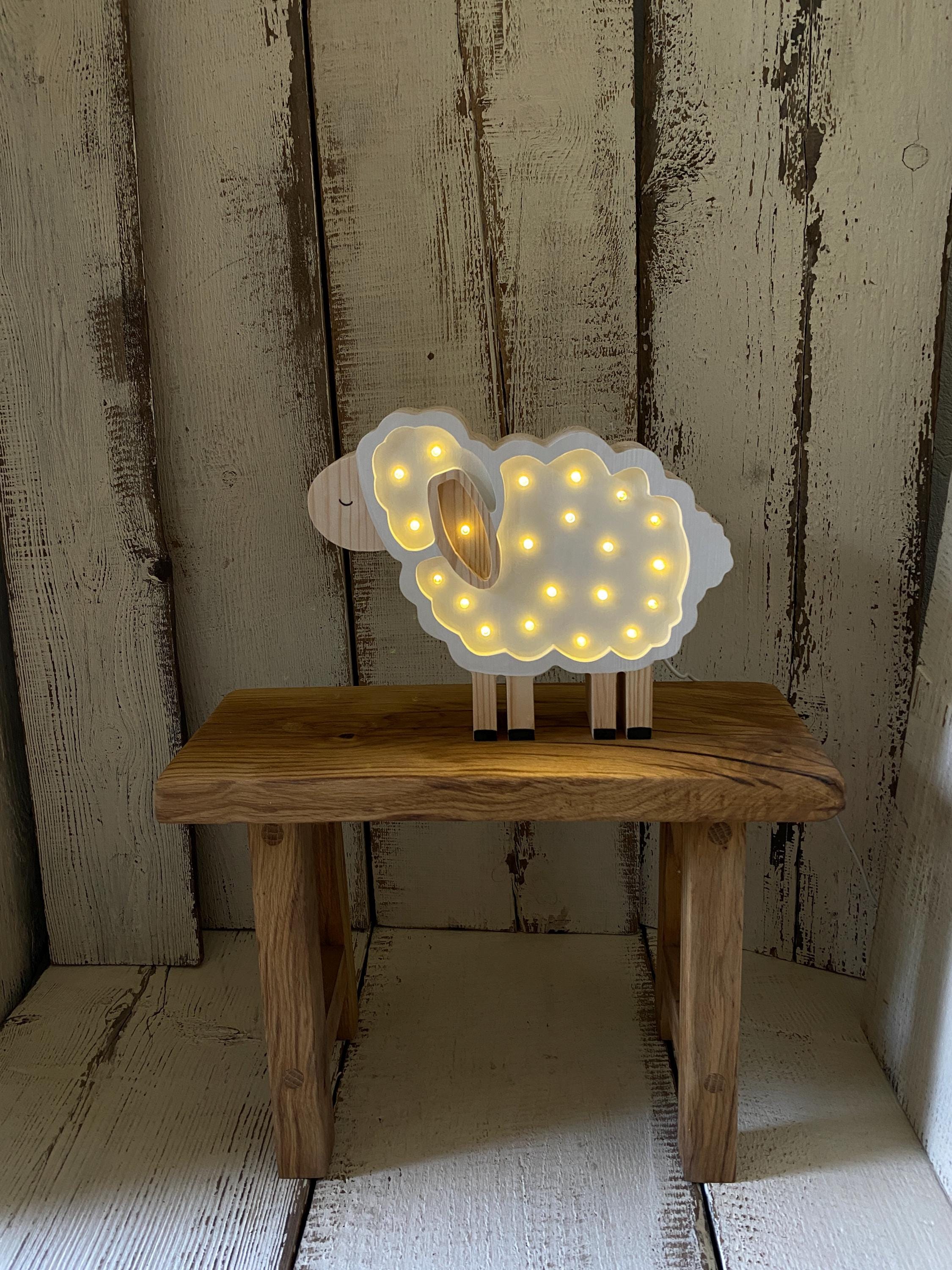 Wooden Lamp Sheep Night Lights for Kids - Handmade Animal Nursery Light ...