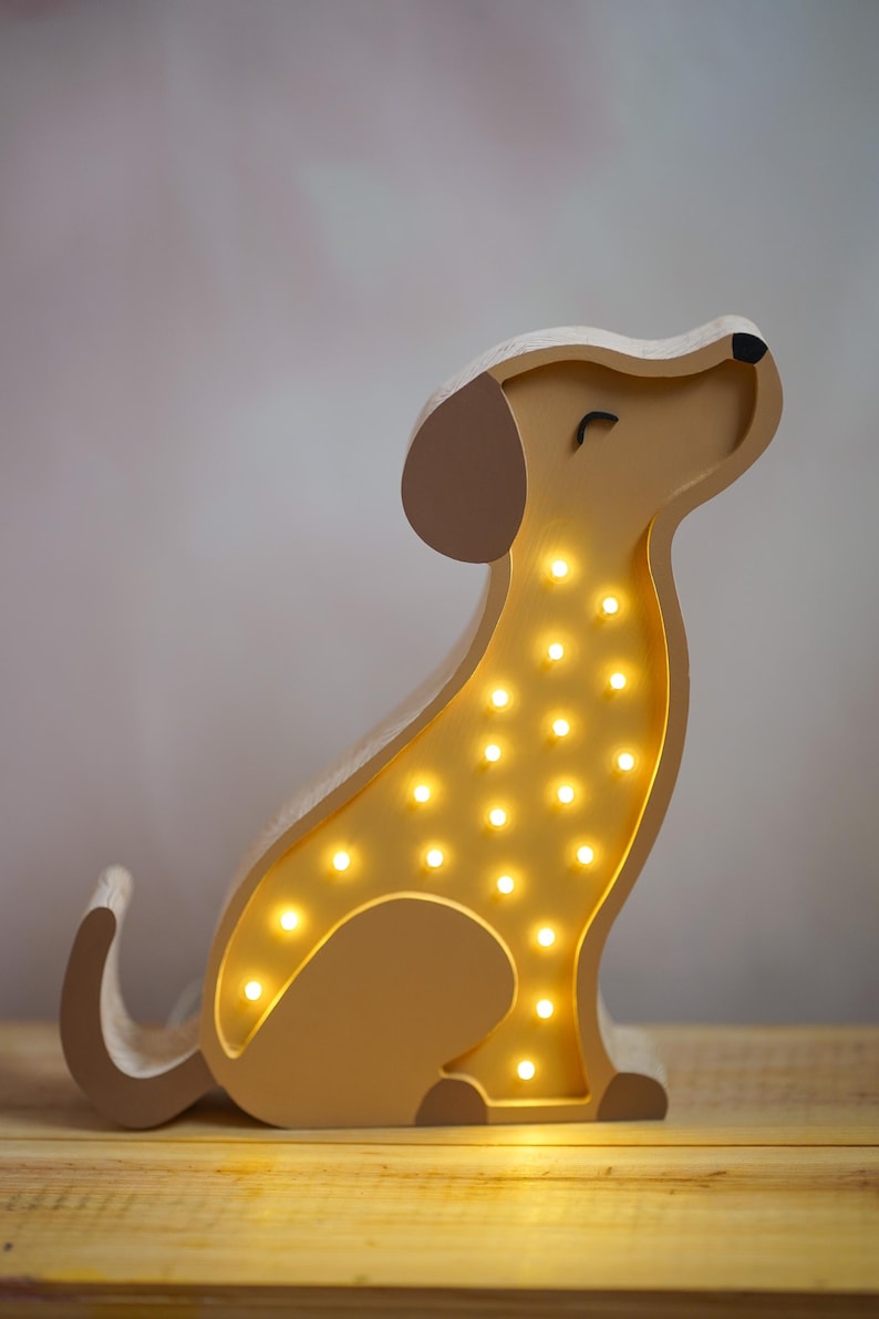 Handmade Wooden Dog Night Light: Nursery Decor With Remote - Etsy