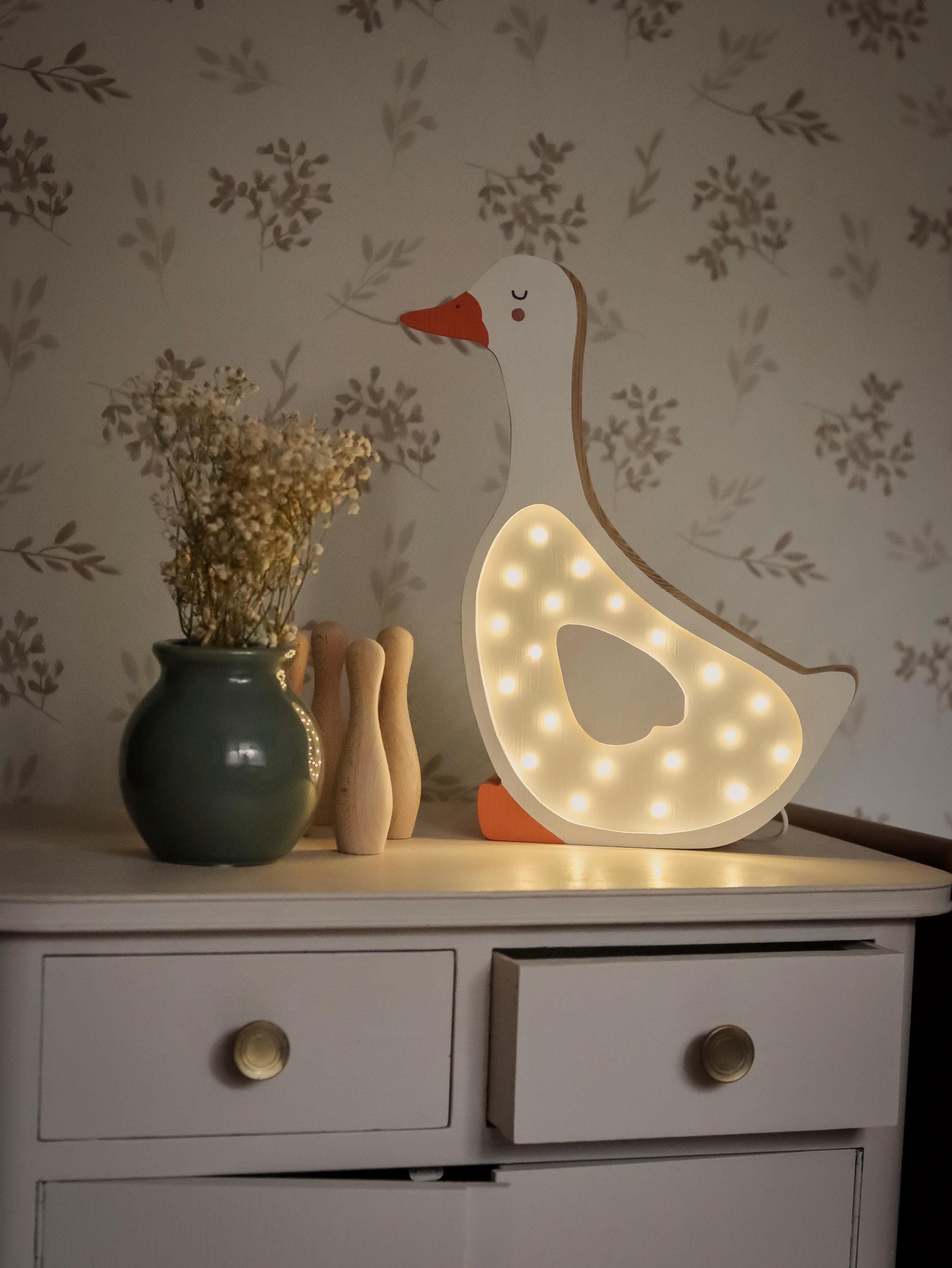 Wooden Goose Night Light: Nursery Lamp With Dimmer & Remote - Etsy