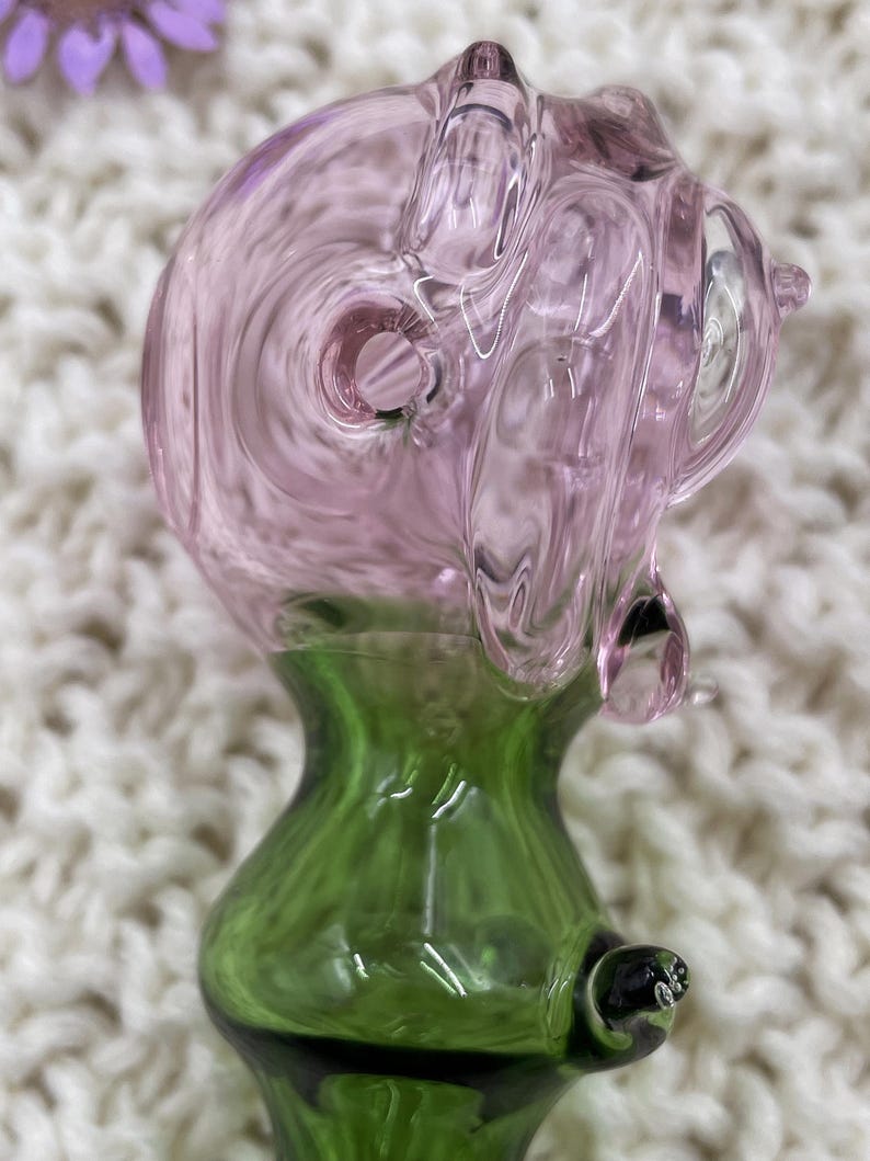 Rose Pipe, Pink Glass Pipe, Art Glass Pipe, Spoon Pipe, Handmade Glass ...