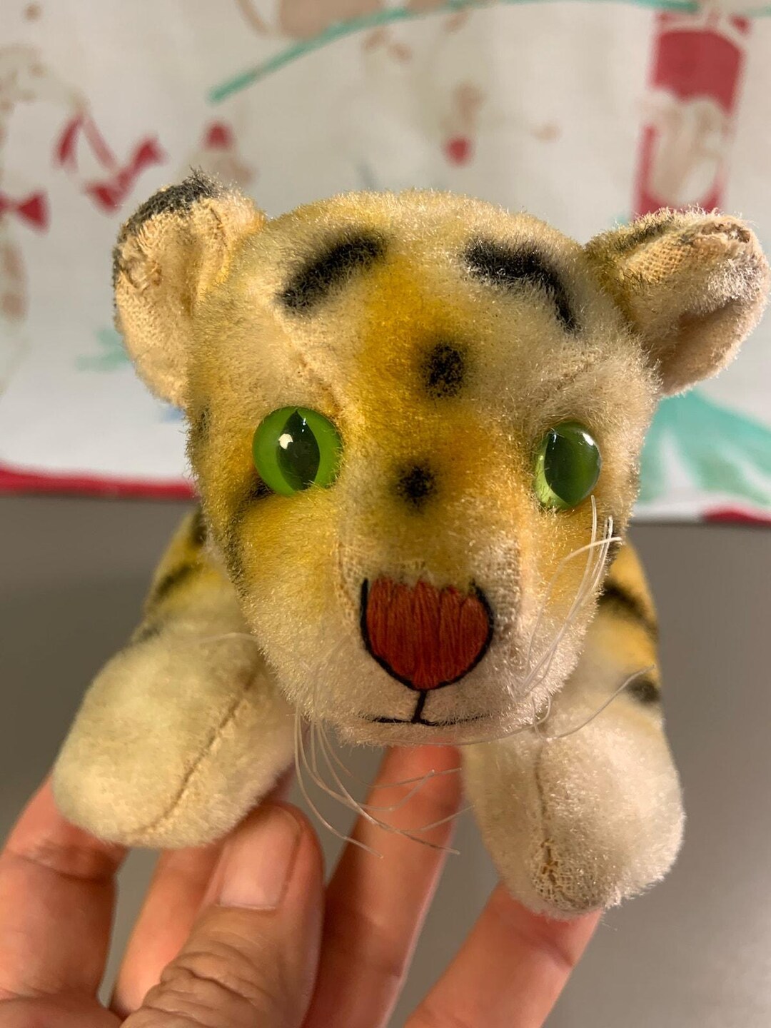 Mid Century Mohair Plush Tiger, Dakin Circus Toy With Green Glass Eyes ...