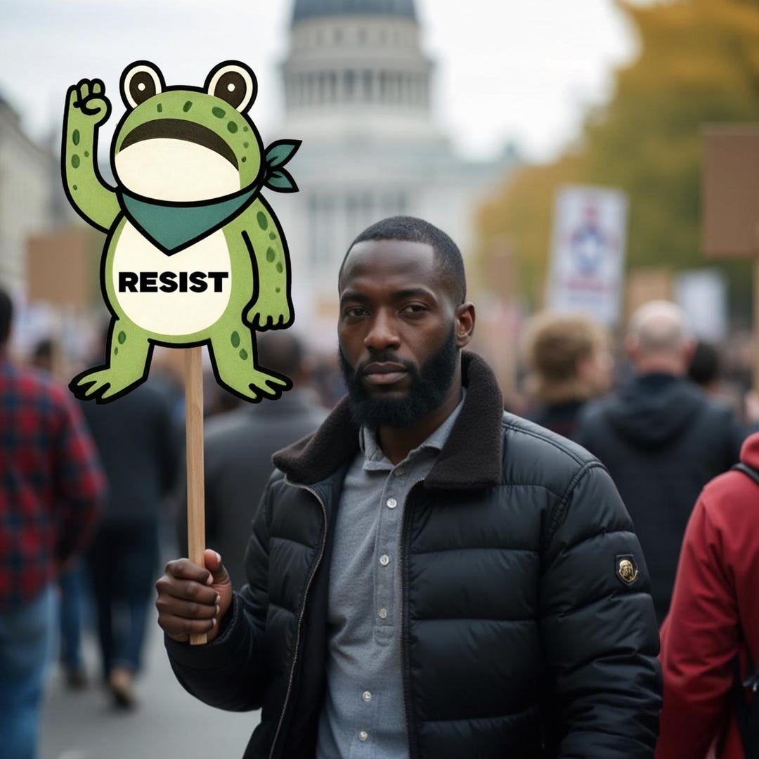 Portland Frog Resist Anti Trump Protest Sign: Big Face Cutout on a ...