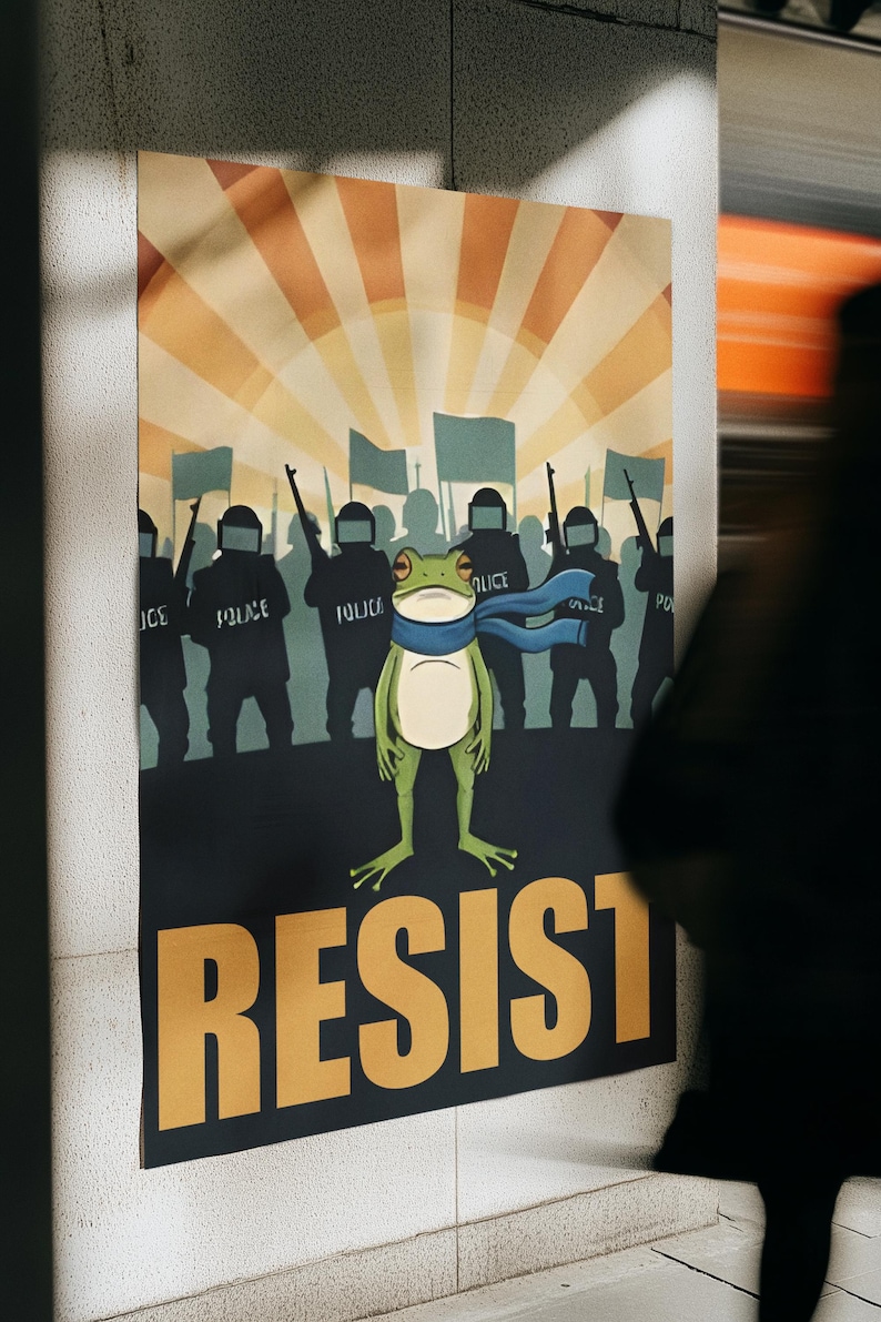 Portland Frog and Police Protest Poster: Anti Trump, Anti Ice Protest ...