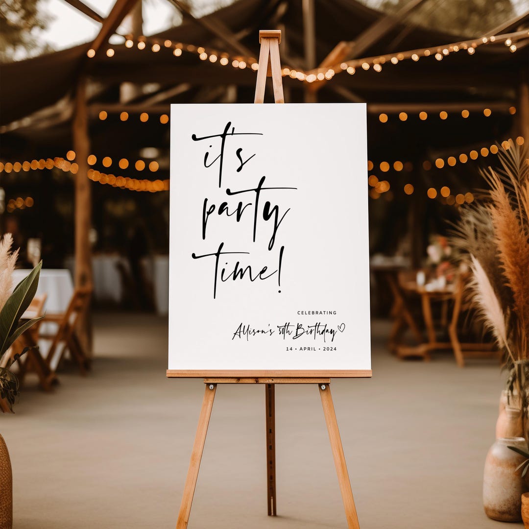 Its Party Time Sign, Birthday and Wedding Welcome Sign, Welcome Poster ...