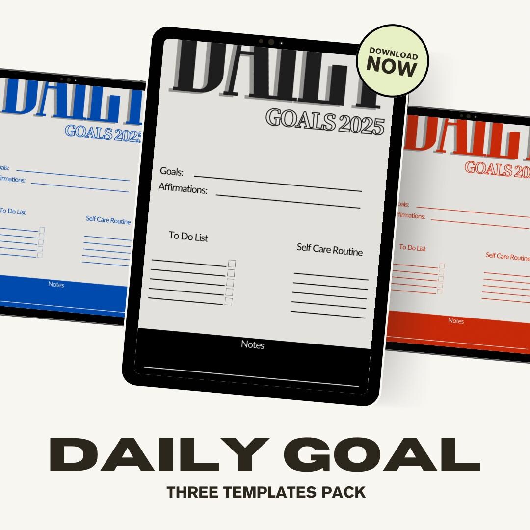 Daily Goals - Three Templates Pack - Etsy