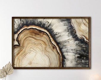 Tree Roots Abstract Wood Art Print, Wooden Wavy Age Rings Expressionism ...