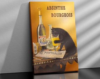 Absinthe Bourgeois Poster, Vintage 1902 French Cat Alcohol ...