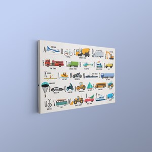 Educational Transport Alphabet Print, Vehicles ABC Print, Boy Playroom ...