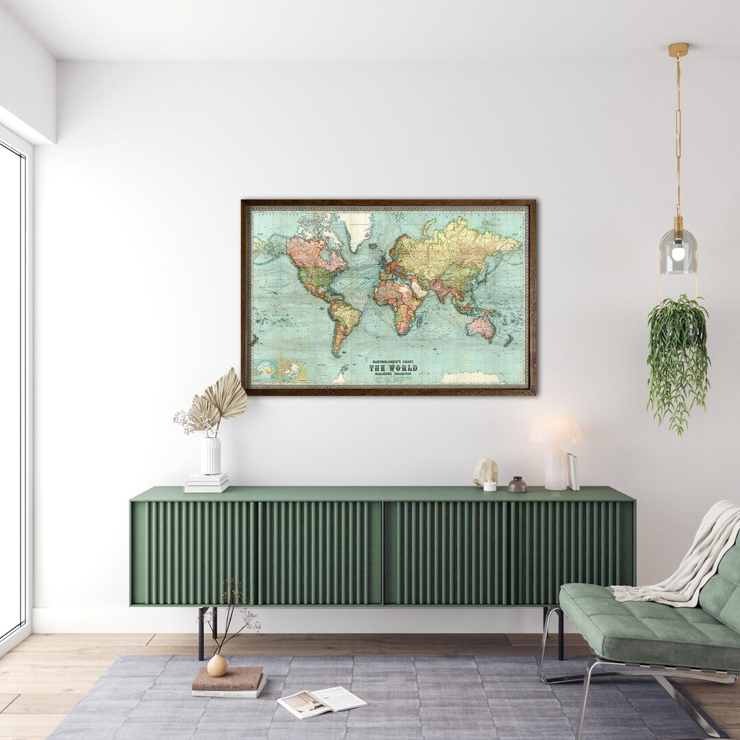 Hanging Canvas Vintage Map,beautiful World Map Vintage Atlas 1914 ...