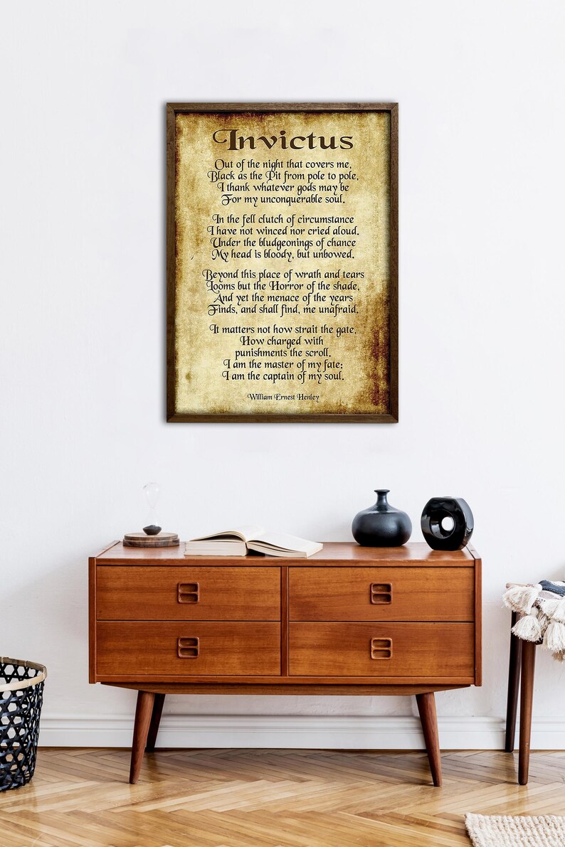 Invictus Poem Print by William Ernest Henley, Invictus I Am the Master ...