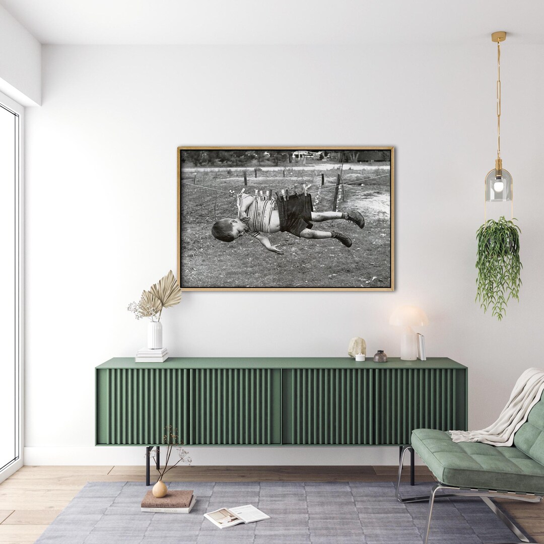 Funny Vintage Kid on Clothesline Art, Humorous Wall Print, Mom Life ...