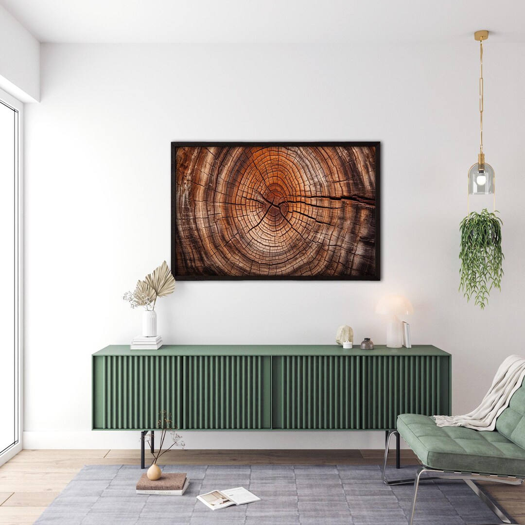Tree Ring Wall Art, Rustic Wood Grain Canvas Print, Nature-inspired ...