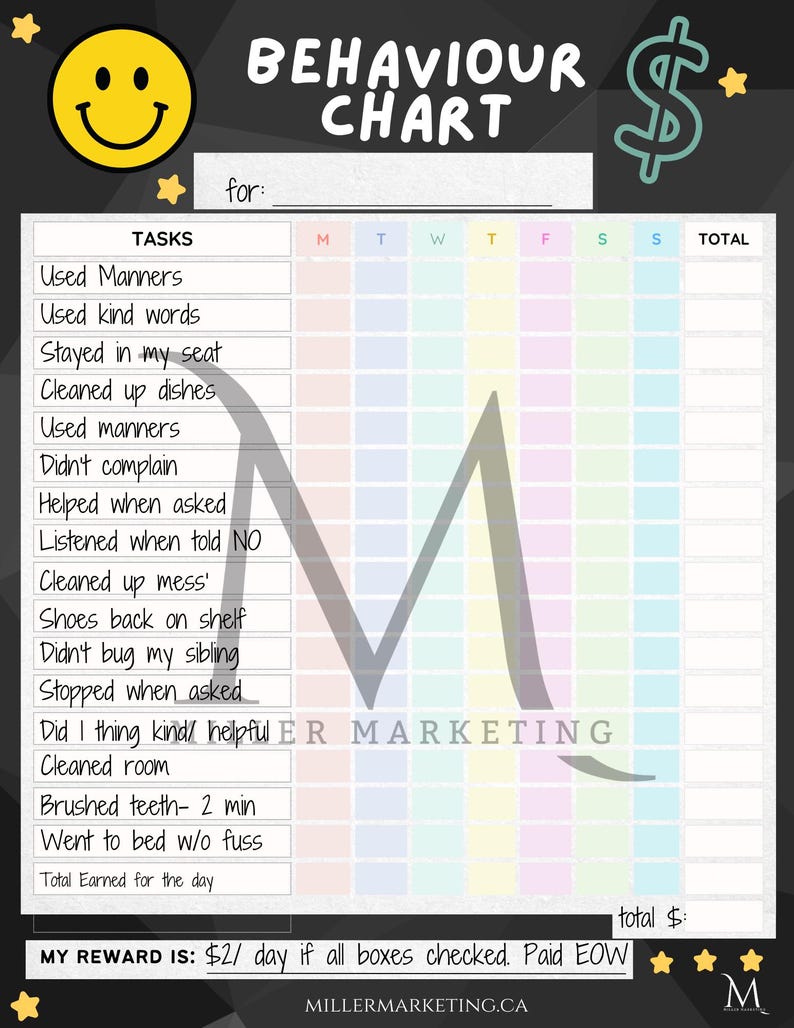 Kids Accountability Tool for Good Behavior | Kids Fun Behavior Reward ...