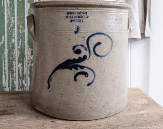 Antique Primitive 19th Century 3 Gallons Merchant Stoneware Crock Jar ...