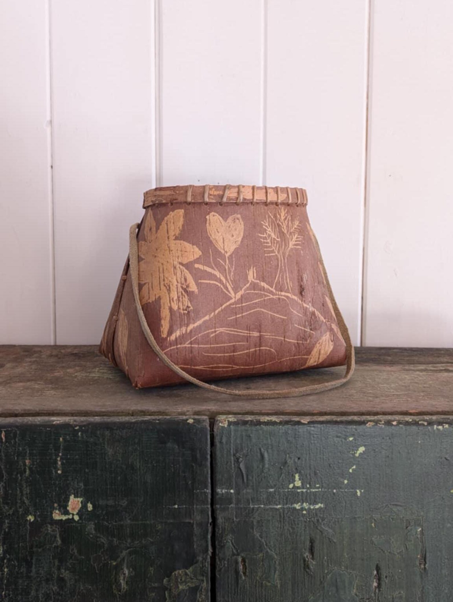 Vintage Quebec Birch Bark Native American Basket With Nature Motifs ...