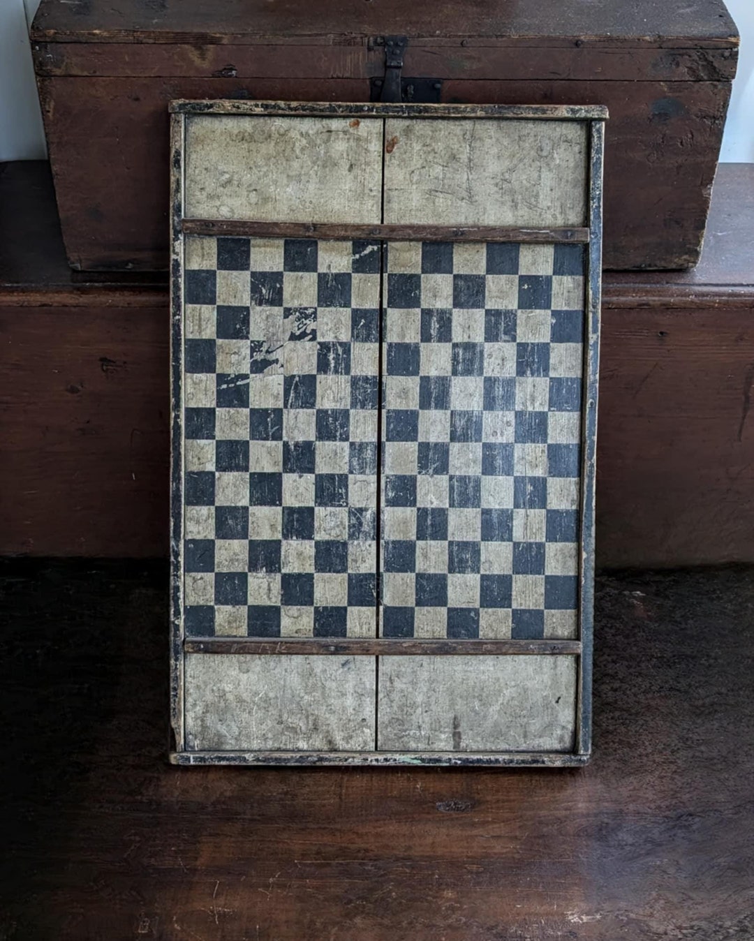 Antique Late 19th Century Quebec, Canada Checker Game Board, Black and ...