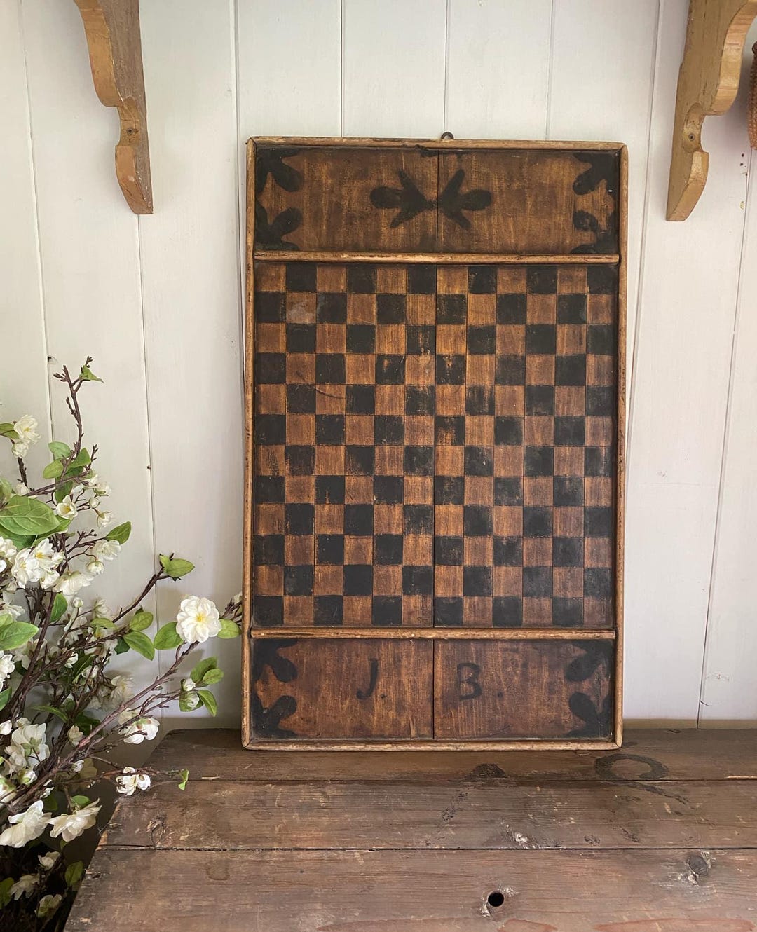 Antique 19th Century Quebec, Canada Checker Game Board, Black Original ...