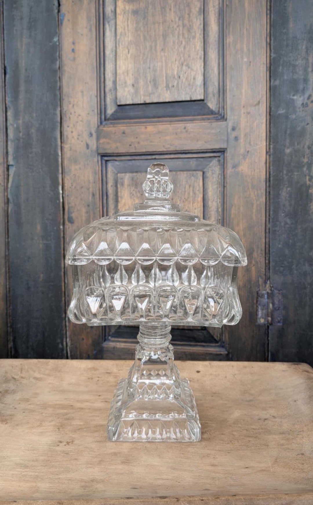 Vintage Glass Candy Dish With Lid ''jeanette'' Clear Pressed Glass ...