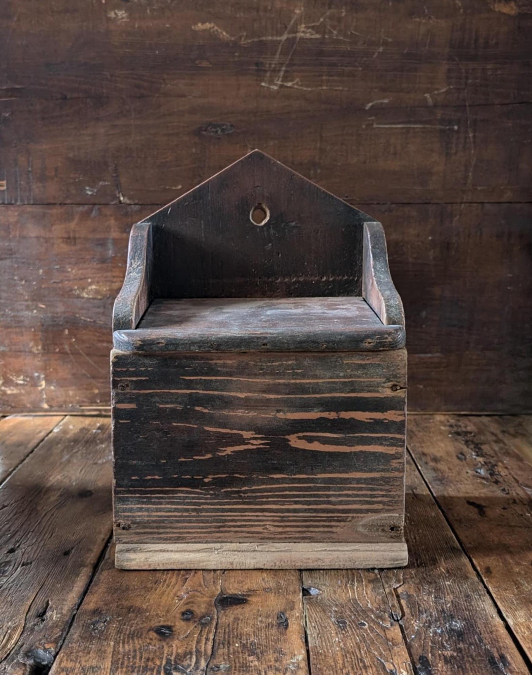 Antique Quebec Late 19th Century Handmade Wooden Salt Box RARE ...