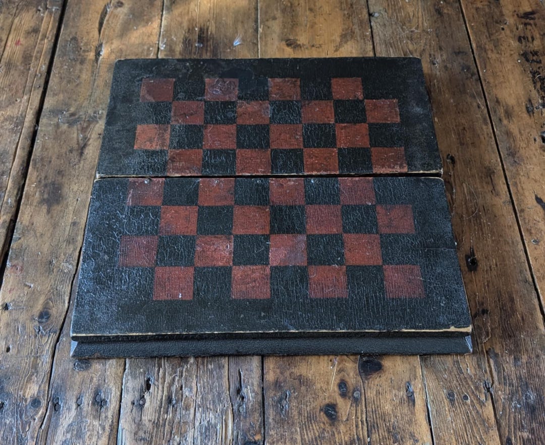 Antique 19th Century Folding Boxwood Portable Checkerboard RARE Old ...