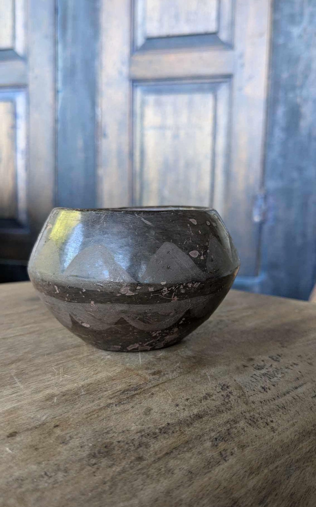 Antique Native American Jar, Black-on-black With a Band of Geometric ...