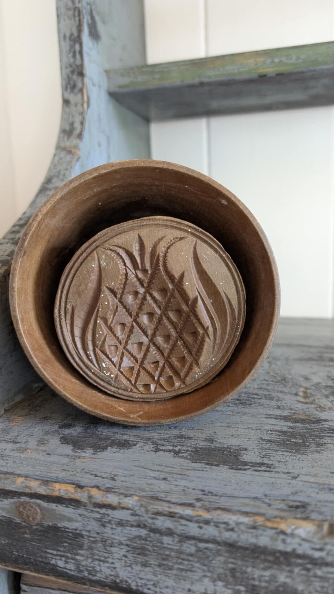 Antique Hand-carved Pineapple Butter Mold, Dated 1866 New England ...