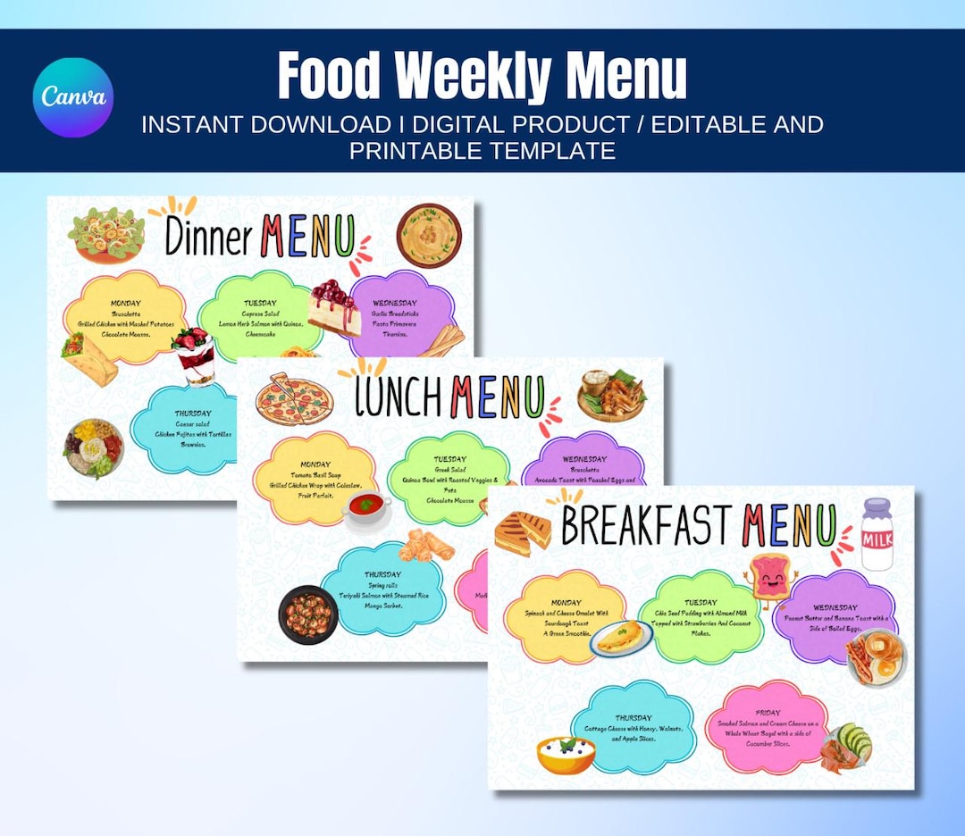 Kids Weekly Meal Planner, Kids Lunch Planner, Healthy Eating Tracker ...