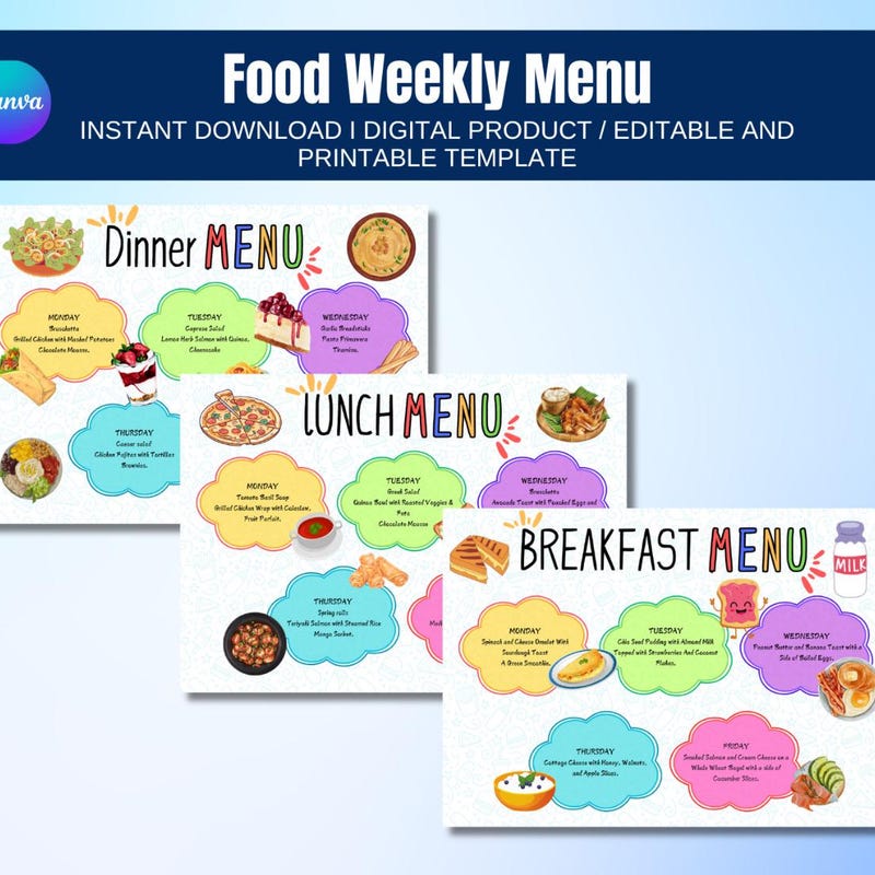 Food Menu Board Weekly - Etsy