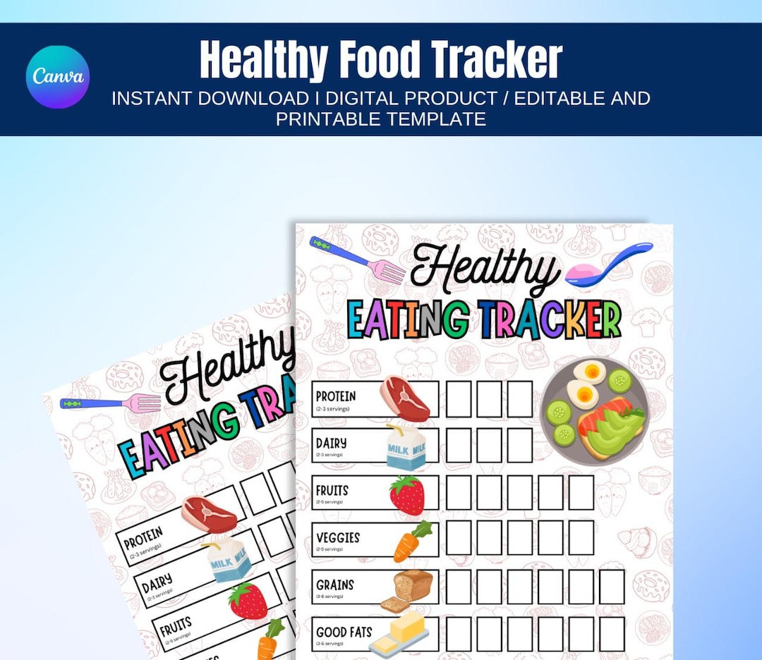 Printable Healthy Eating Tracker, Healthy Food Poster, Kids Food Chart ...