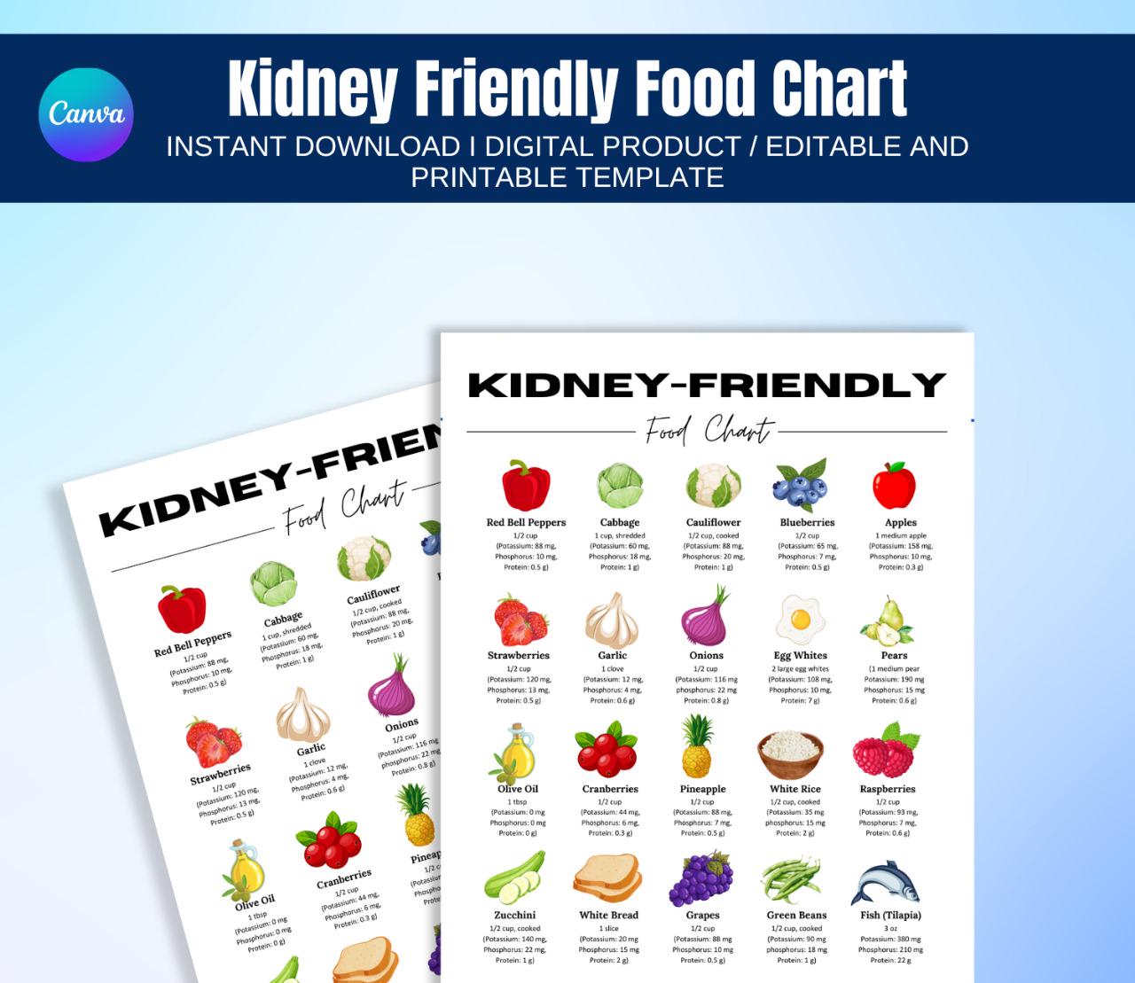 Kidney Friendly Food List, Kidney Diet List, Low Potassium Grocery List ...
