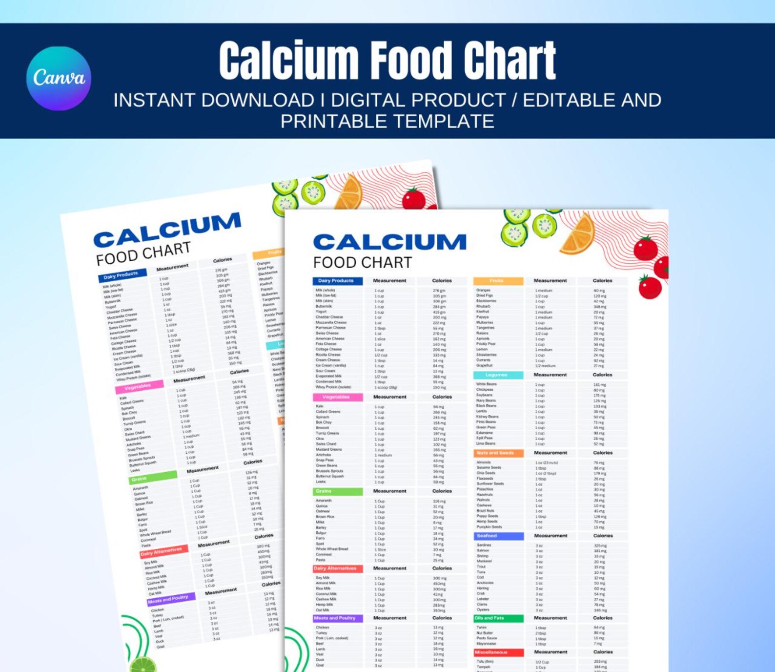 High Calcium Food List, Calcium Rich Food Chart, Calcium Deficiency ...
