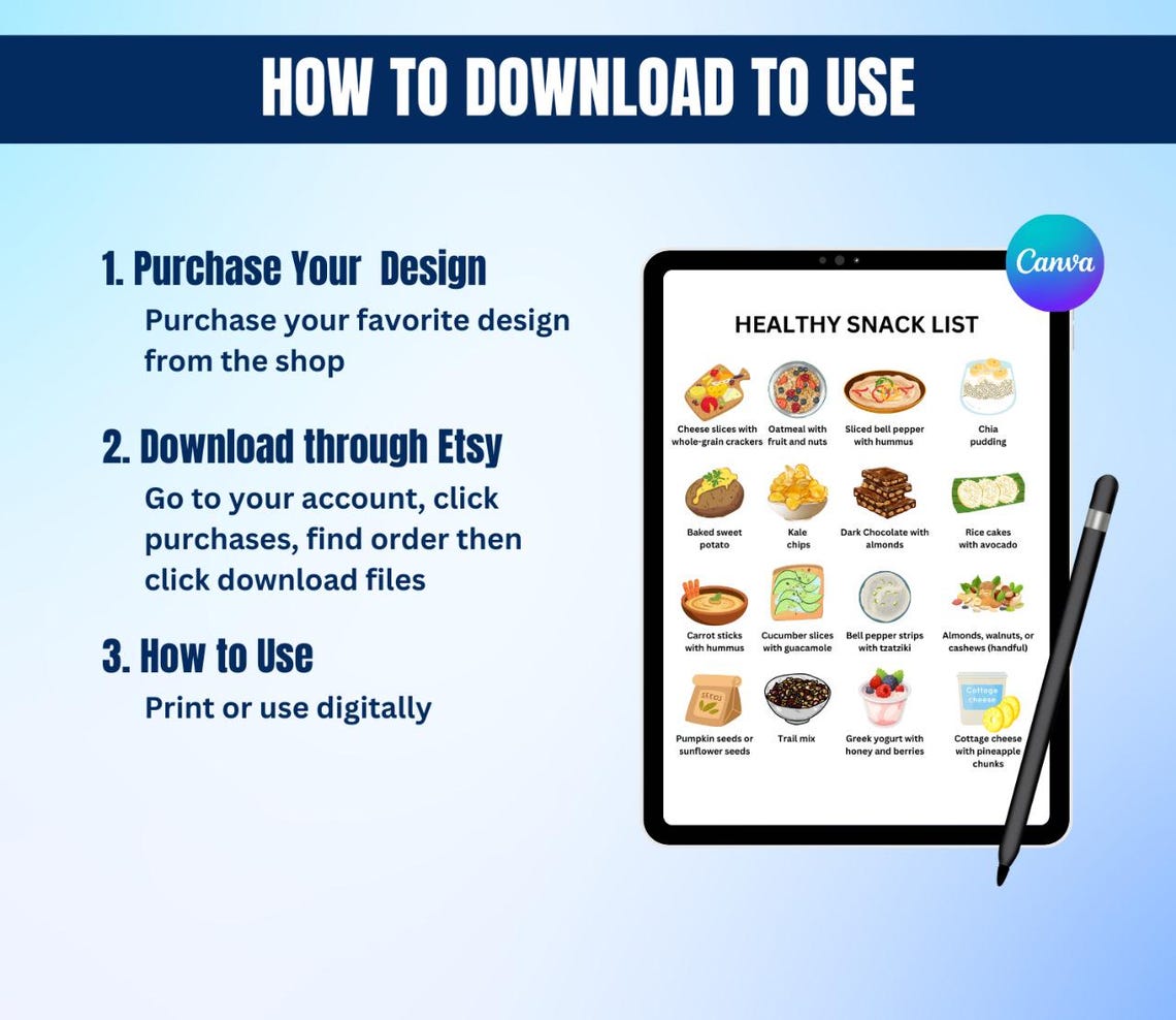 Printable Healthy Snacks List, Healthy Snacks Checklist, Meal Planning ...
