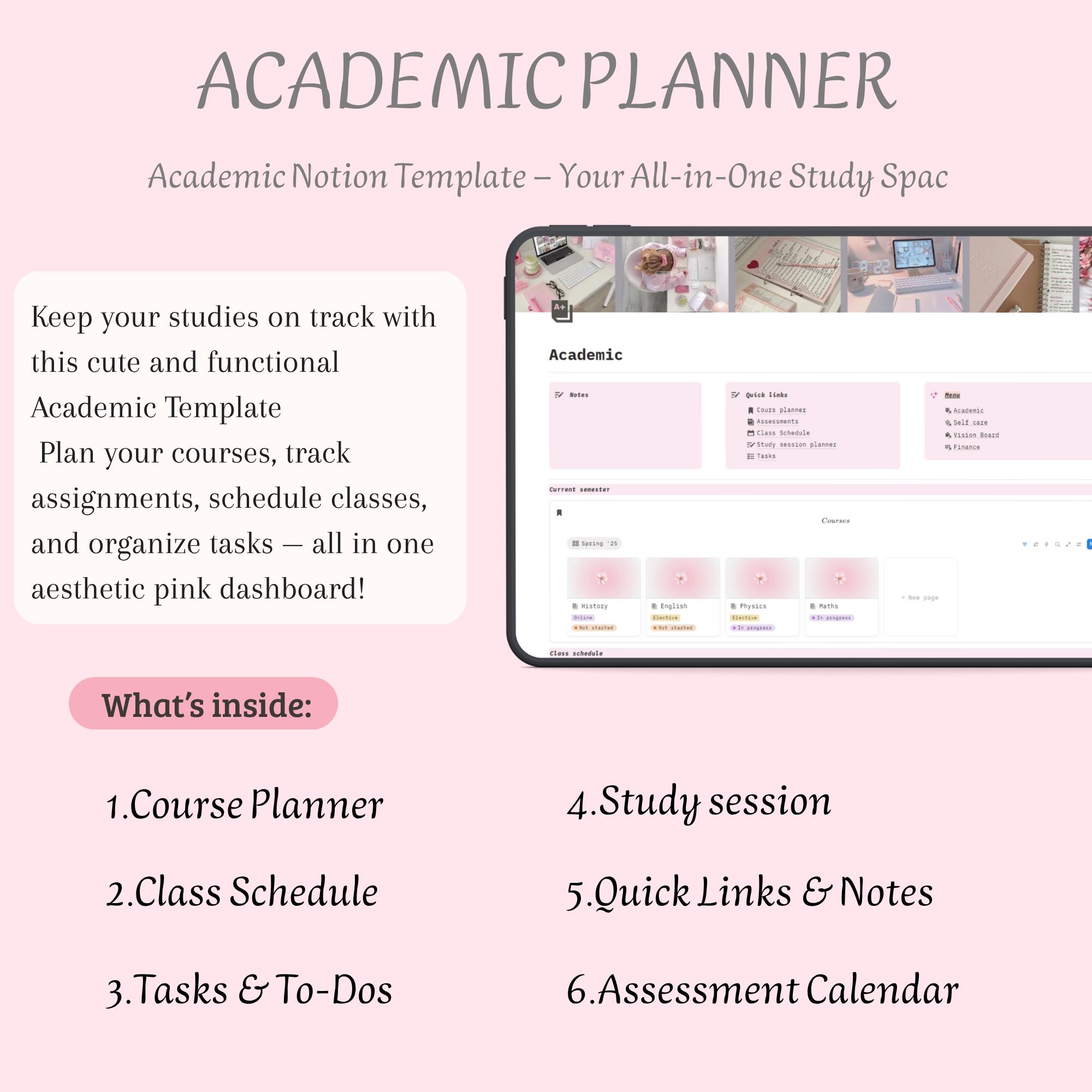 Academic Notion Template | Study Planner for Students | College ...