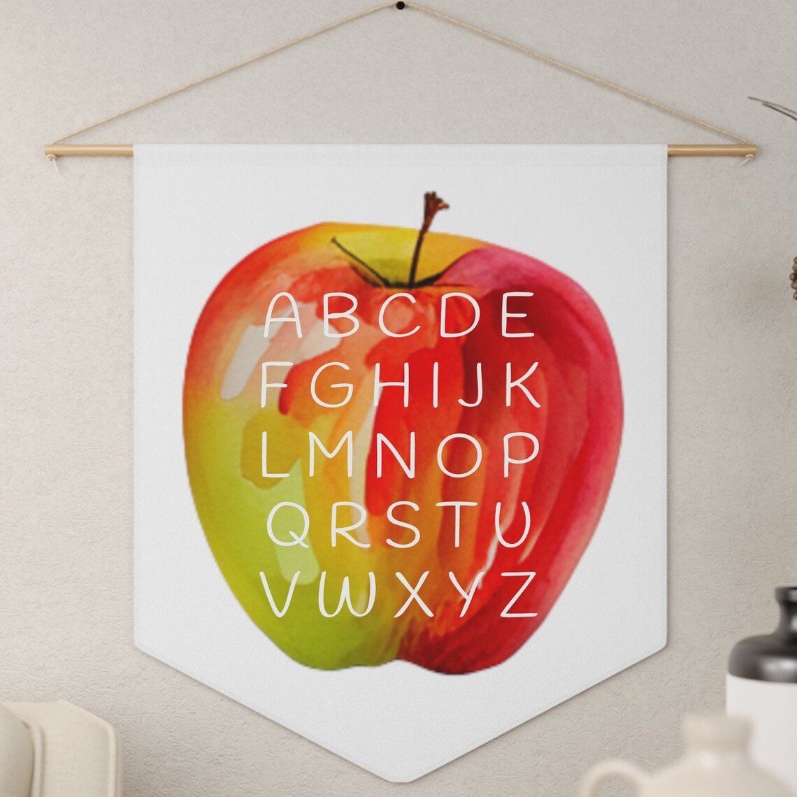 Alphabet Pennant, Watercolor Apple, Classroom Decor - Etsy