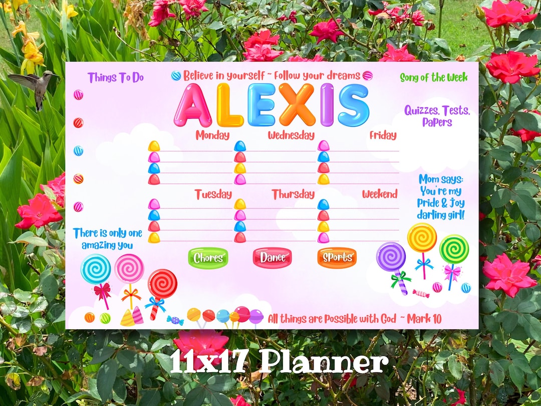 Candy Land Student Planner, Personalized Pink Stationery Set, Girls ...