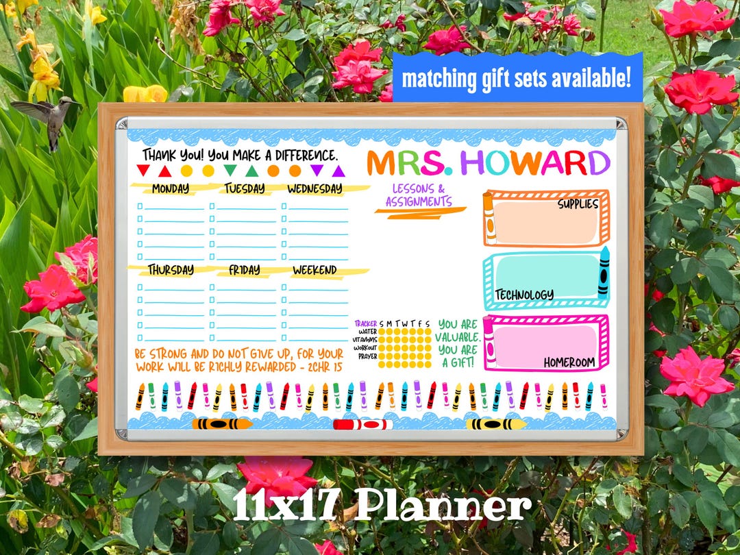 Teacher Crayon Whiteboard Planner, Personalized Teacher Coach ...