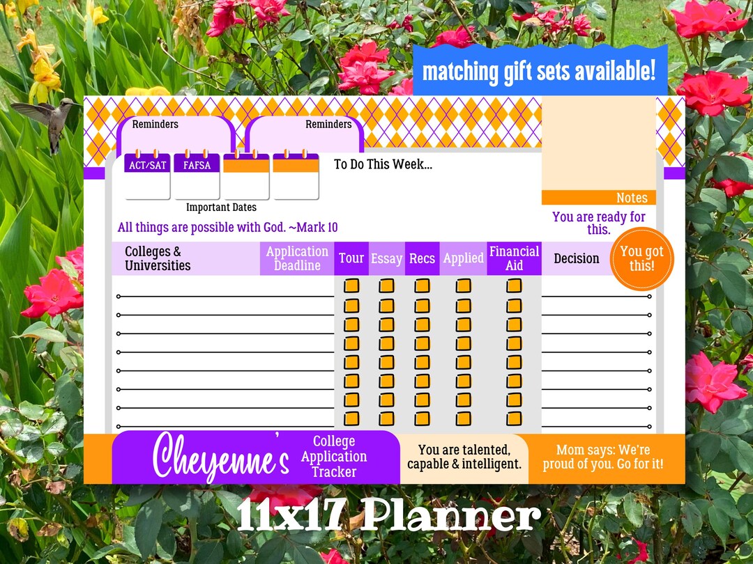 College Application Tracker for High School Students, Personalized ...