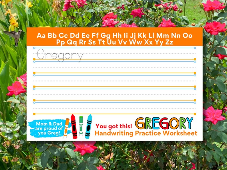 Student Handwriting Practice Notepad, Personalized Name Tracing Pages ...