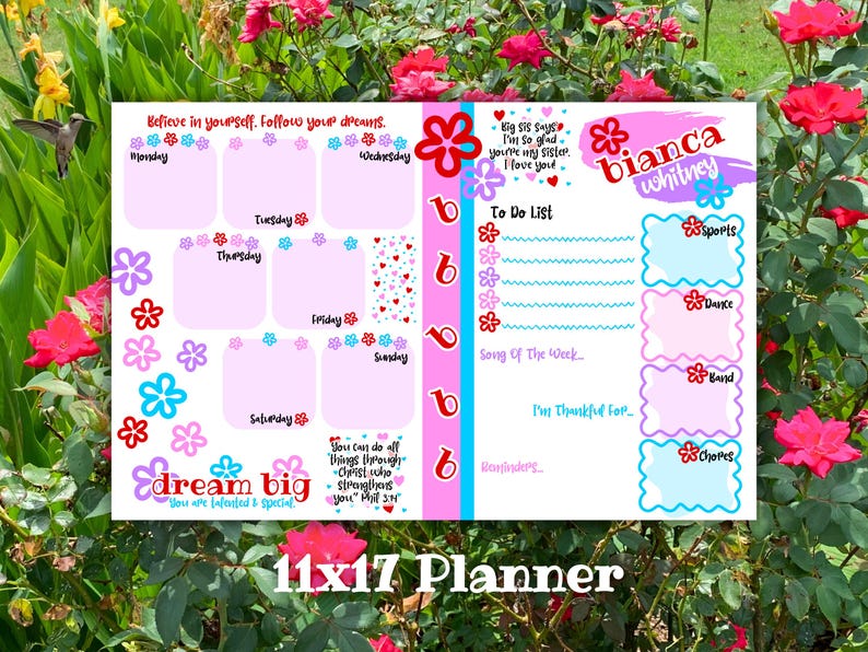 Flower Planner, Girls Birthday Gift, Kids Stationery Set, School ...