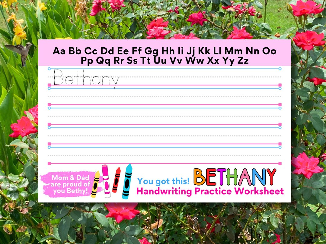Student Handwriting Practice Notepad, Personalized Name Tracing Pages ...