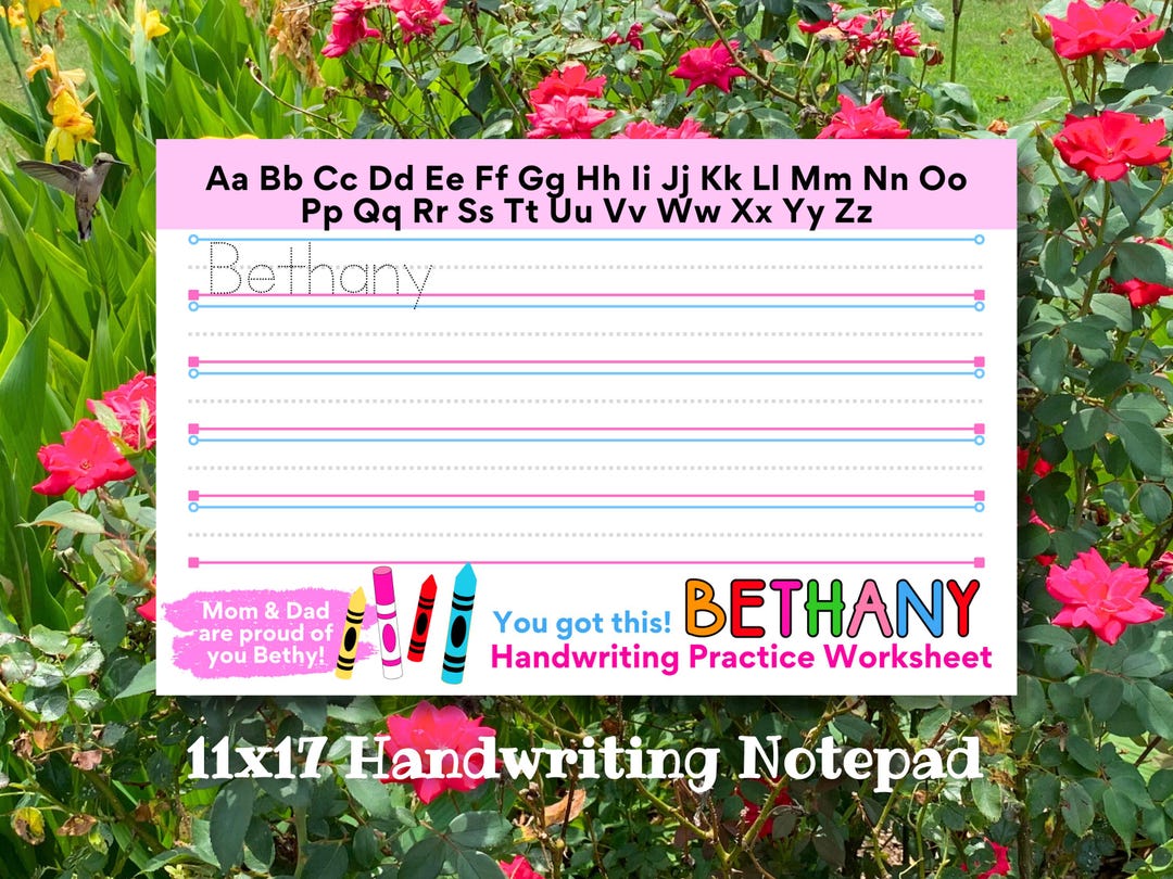 Student Handwriting Practice Notepad, Personalized Name Tracing Pages ...