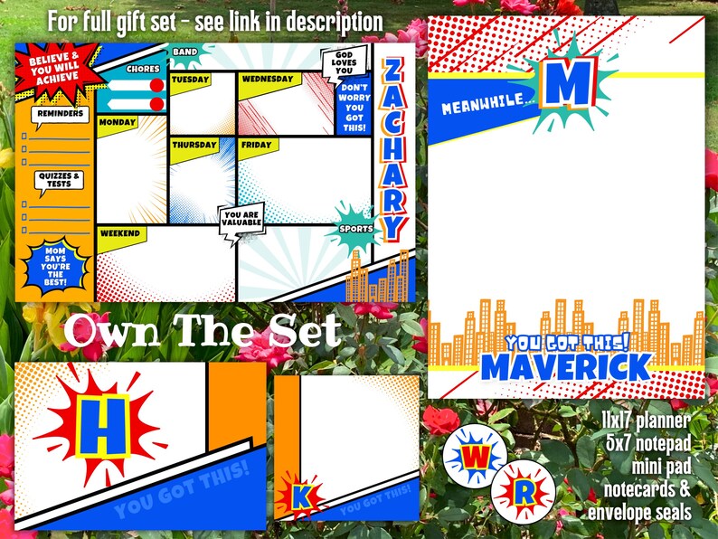 Superhero Notecards, Personalized Superheroes Stationery, Retro Comic ...