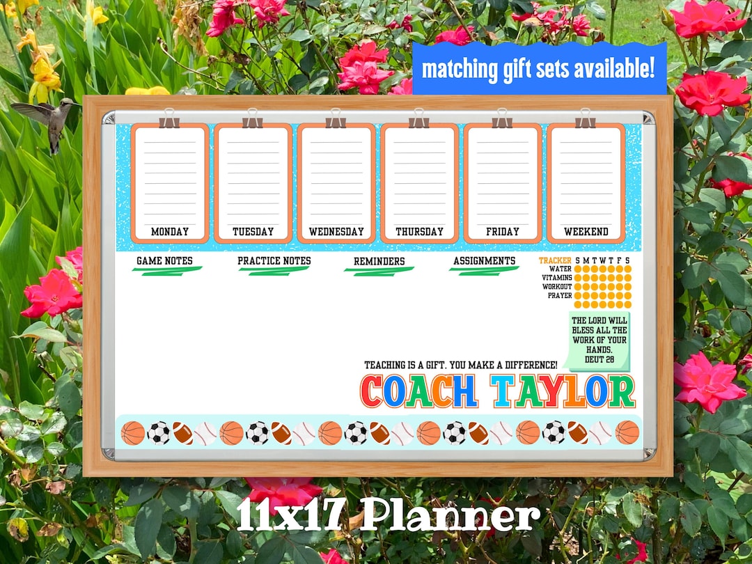 Coach Teacher Weekly Planner, Personalized School Notepad, Teacher ...