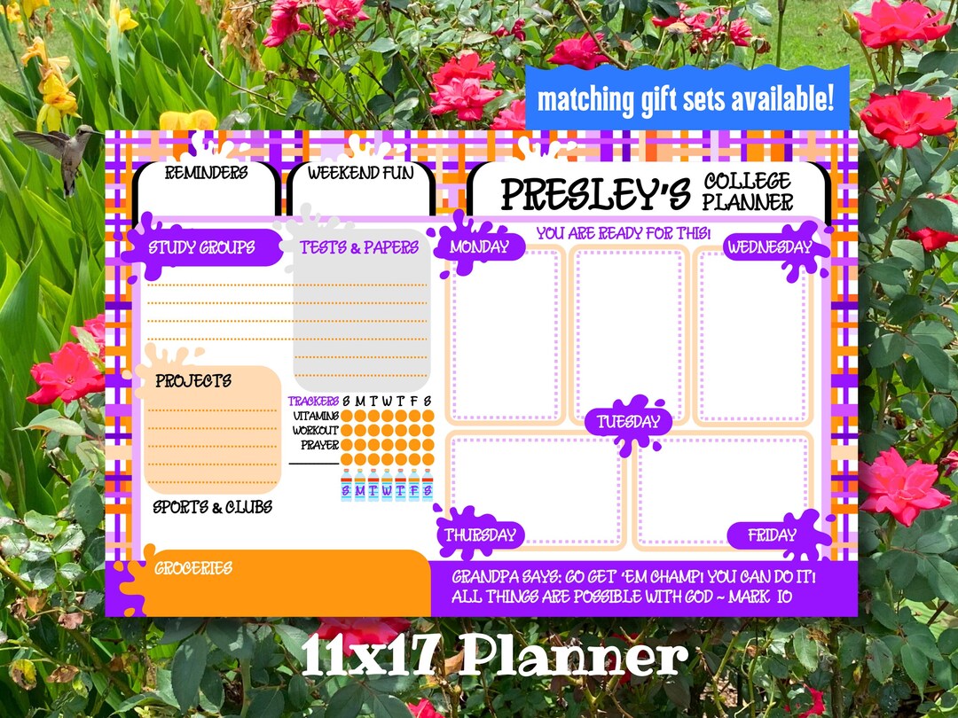 Personalized College Planner, College Gift, Back to School, Student ...