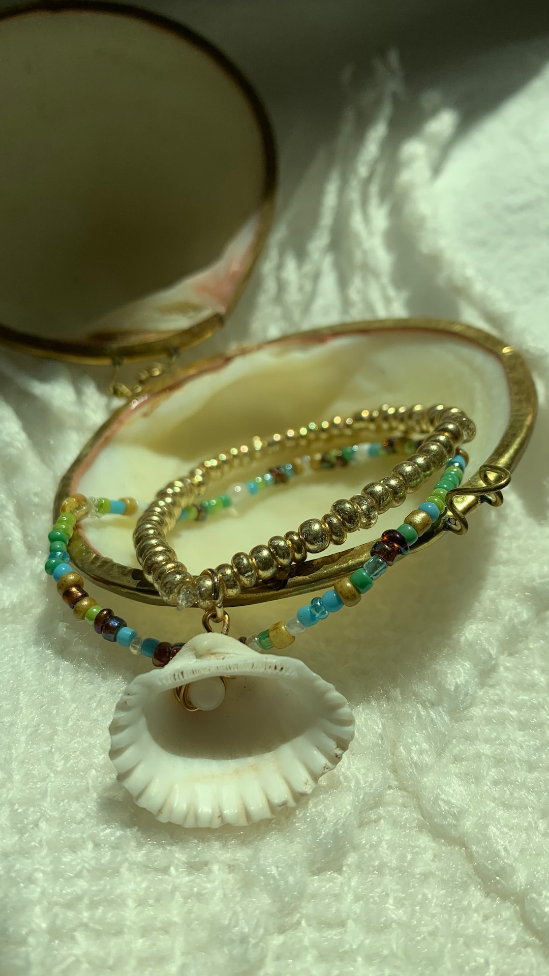 Beach Bracelets, Seashell Bracelets, Set of Two, Gold, Beach Inspired ...