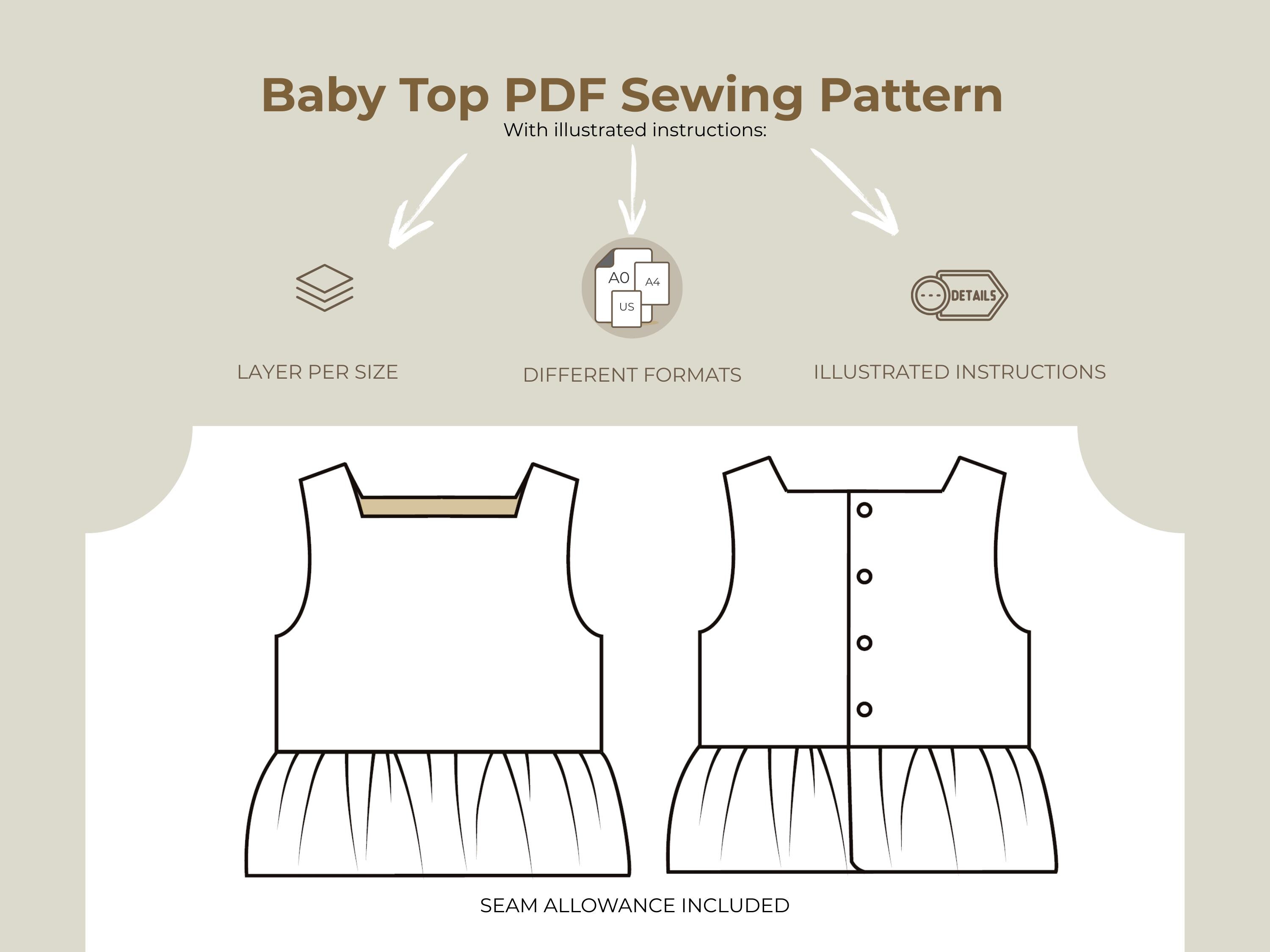 Sewing Pattern for Baby and Toddler Girls – PDF Download, Ruffle Top ...