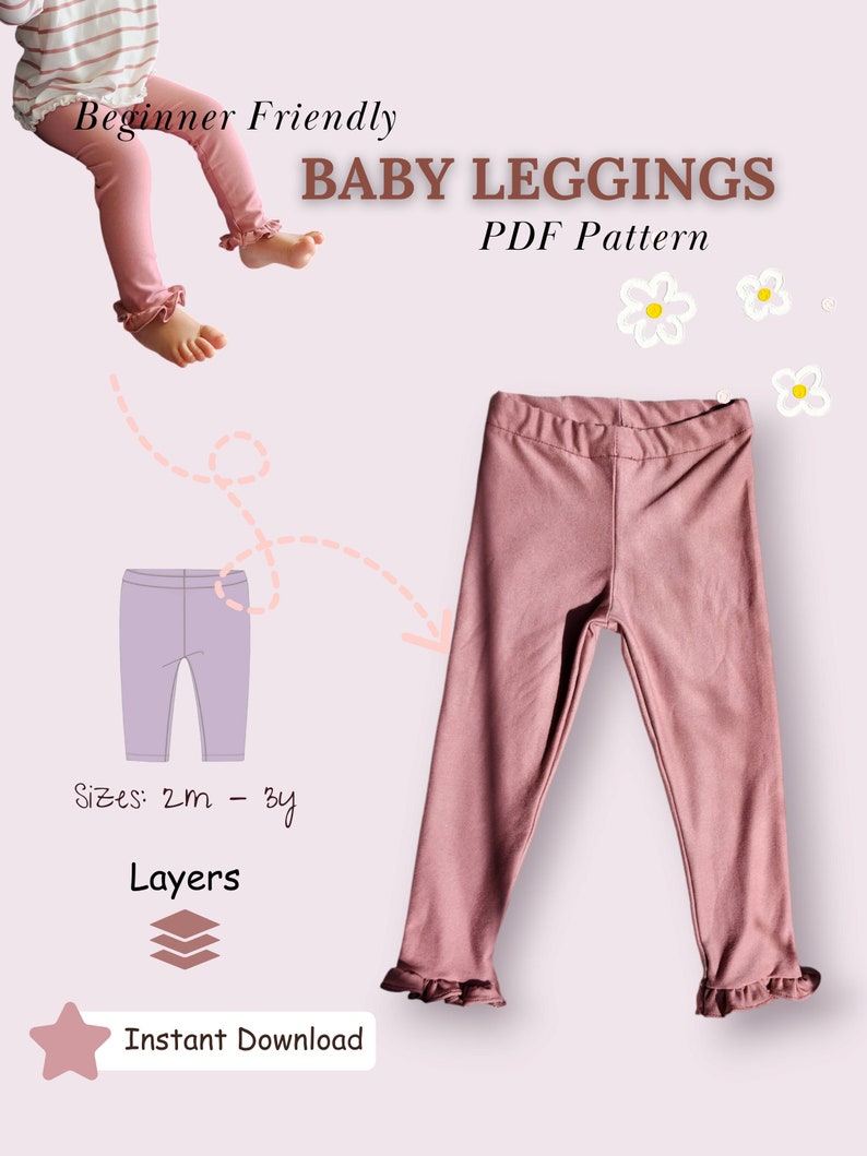 Leggings Sewing Pattern for Kids, Download Easy Printable Pants PDF for ...
