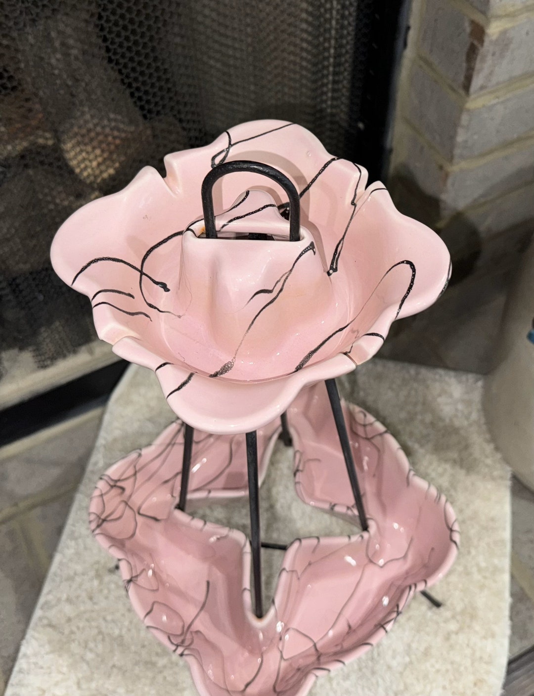 MCM Hull Pink Ceramic Smoking Stand Two Tier Ashtray Free Shipping - Etsy