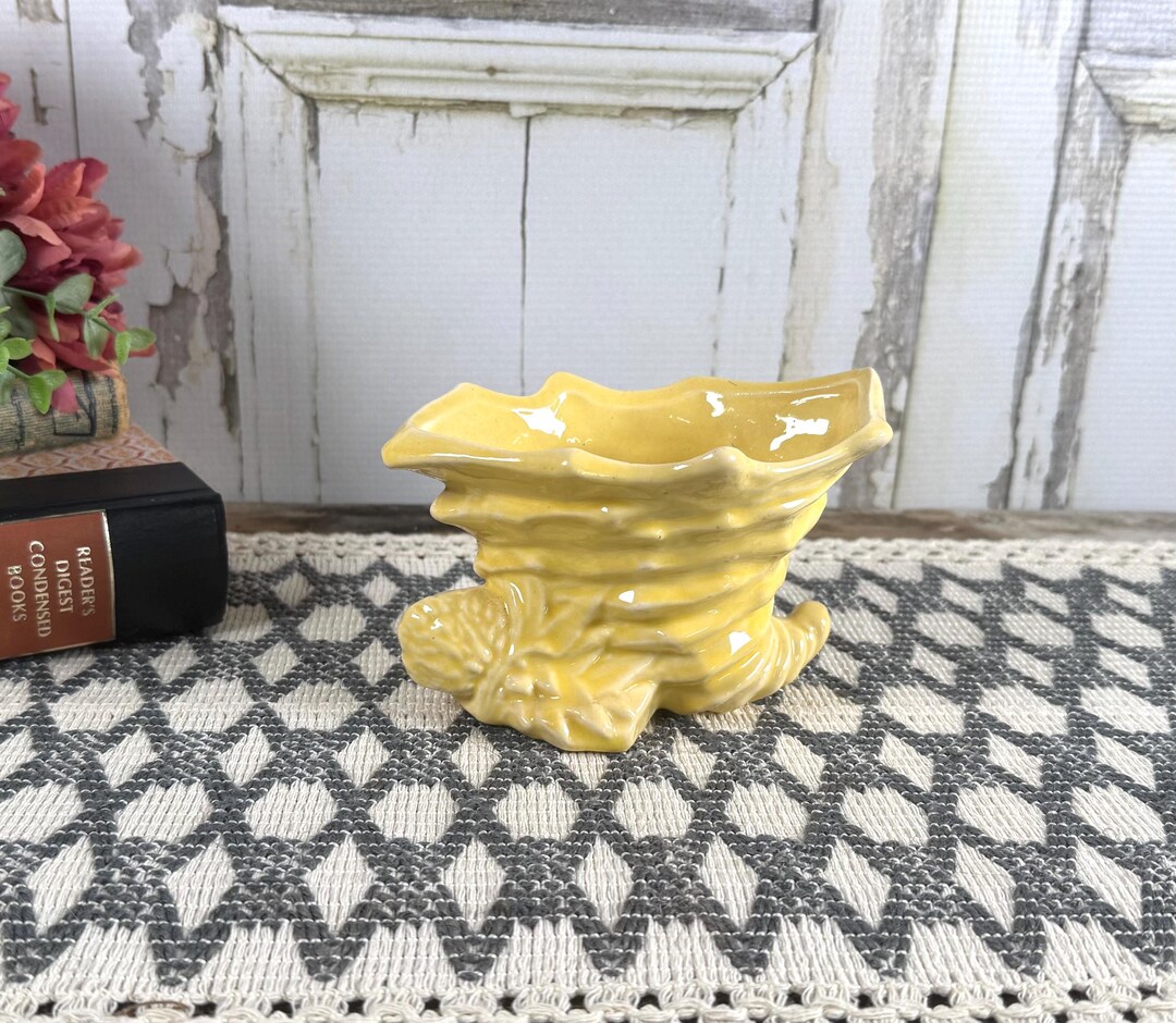 Vintage Mccoy Pottery Cornucopia Conch Shell Planter Yellow - Etsy